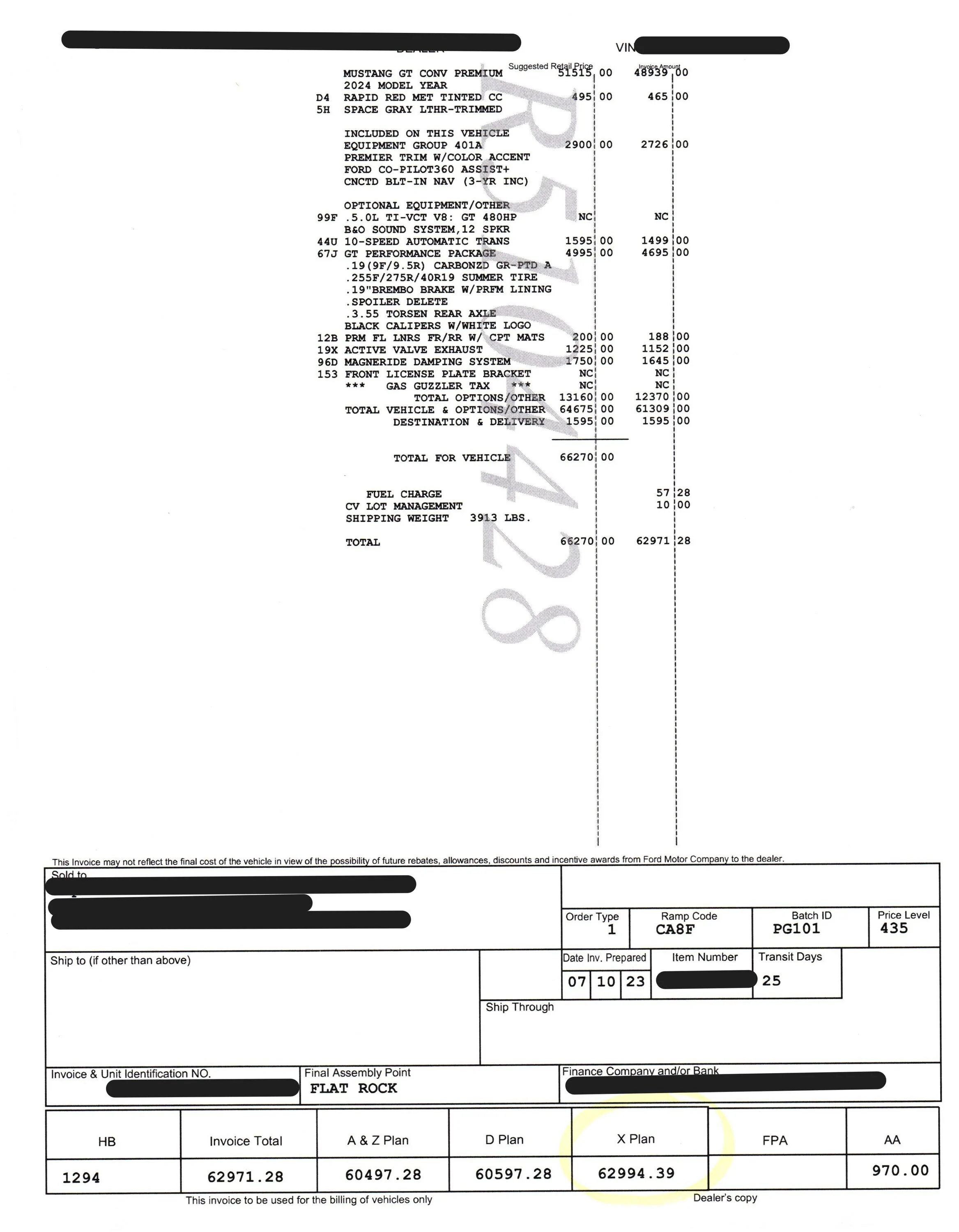 Dealer Invoice + A, D, X & Z-Plans | Page 2 | Mustang7G - 2024+ S650 ...