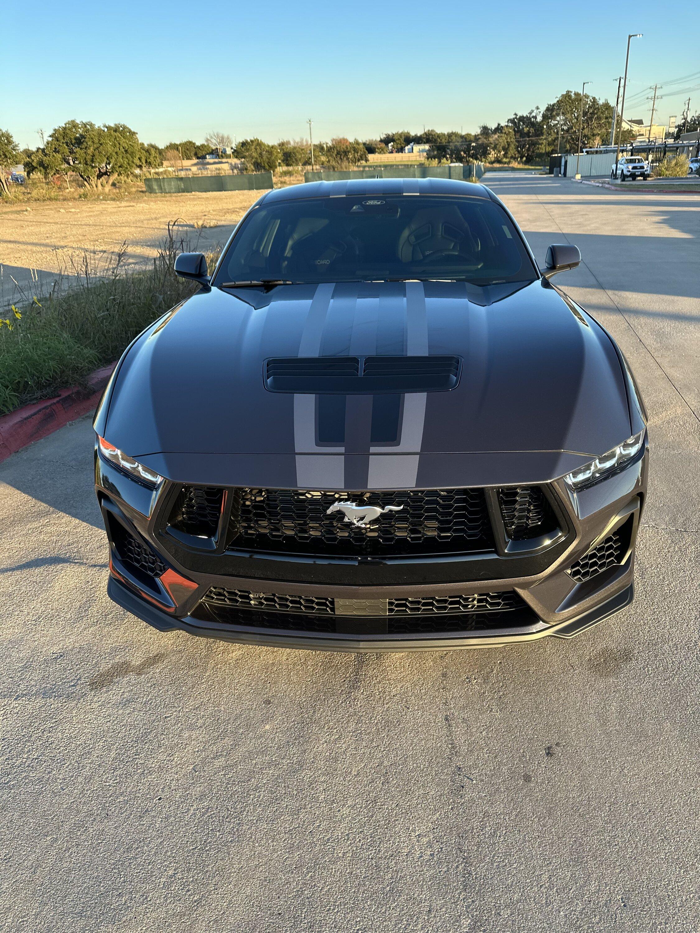 Photo request: Dark Matter Gray with black stripes? | Mustang7G - 2024+ S650 Mustang Forum (Dark ...
