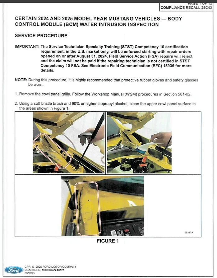 25C43 Water Intrusion Recall | Page 9 | Mustang7G - 2024+ S650 Mustang ...